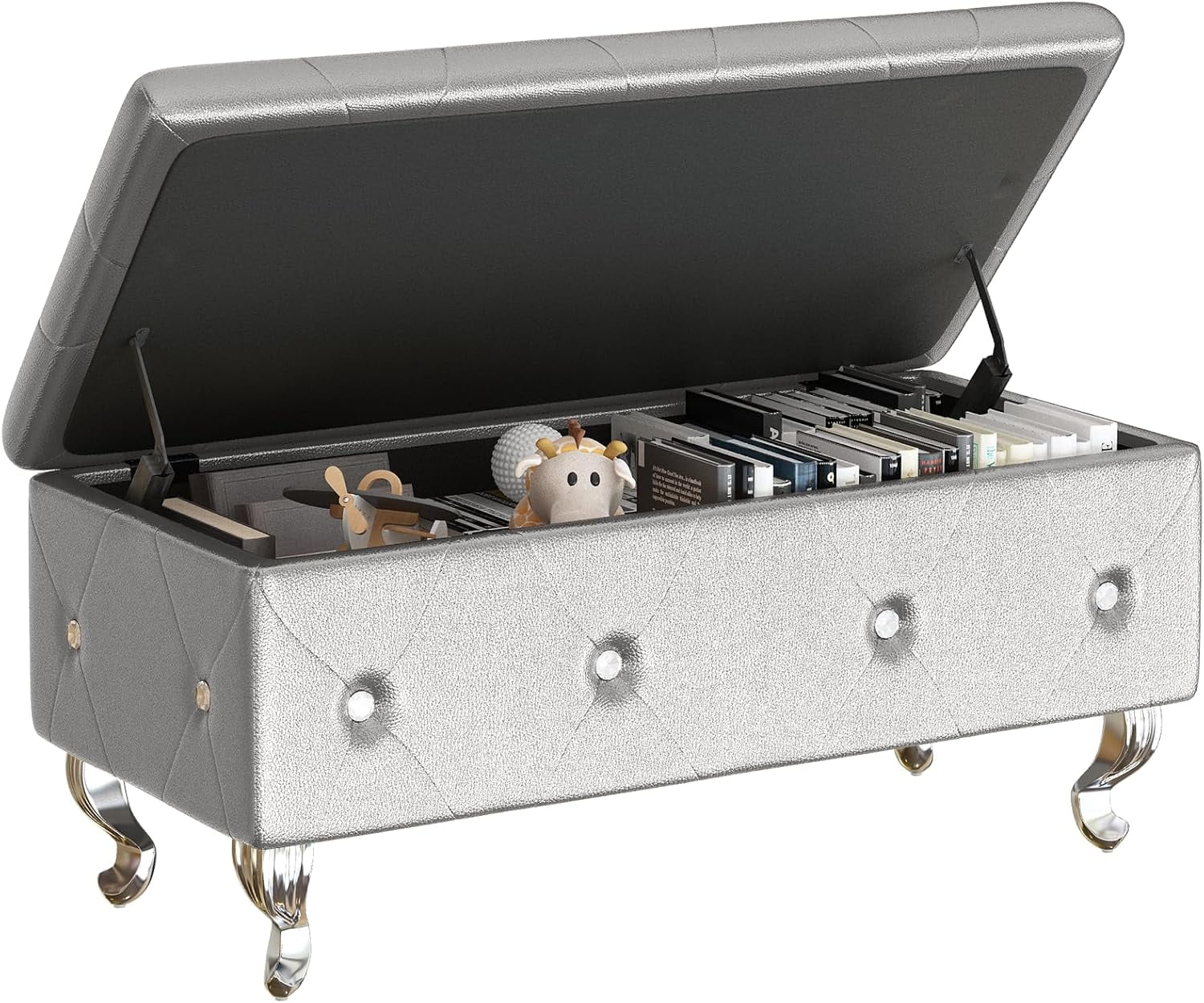 Jumpeak Storage Ottoman Bench for Bedroom, Upholstered Entryway Bench ...