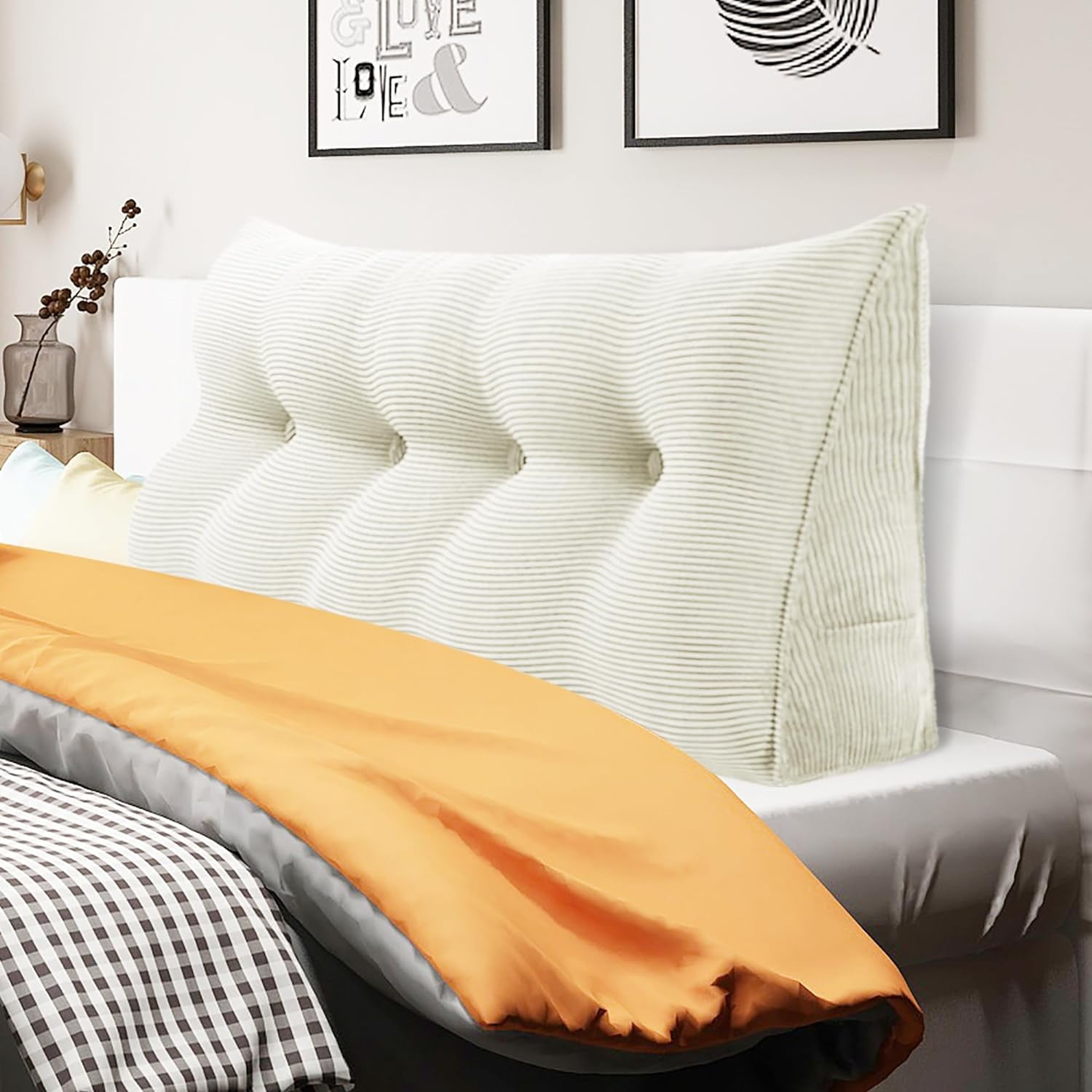 Jumpeak Triangular Headboard Pillow Full Bed Wedge Pillow for Headboard ...