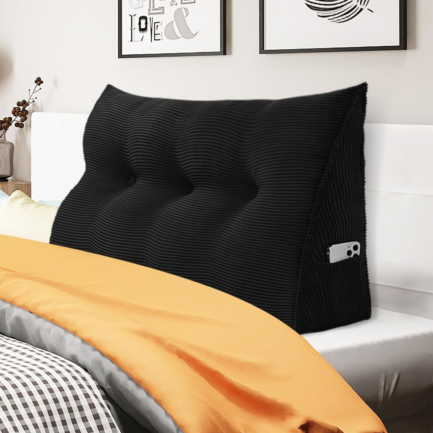 Jumpeak Triangular Headboard Pillow Twin Bed Wedge Pillow for Headboard ...