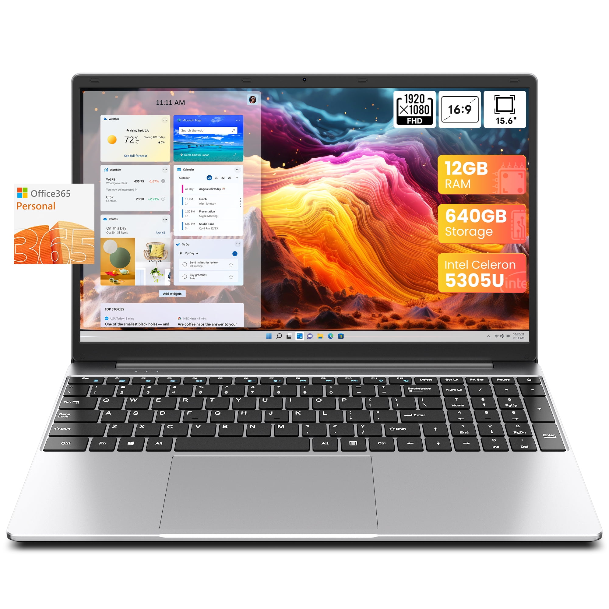 Jumper 15.6" Laptop Windows 11 12GB Ram 640GB Rom Computer with Intel ...