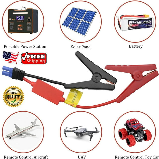 Jumper Cable EC5 Connector Alligator Clamp Booster for Car Jump Starter - Walmart.com