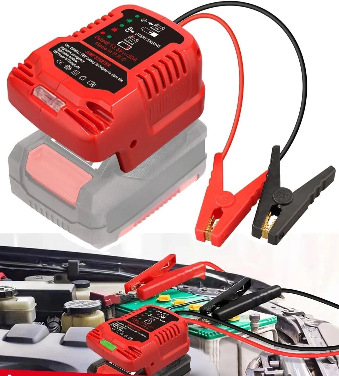 Jumper Cables Jump Charger for Einhell 18v Battery 11AWG 30A Jump ...