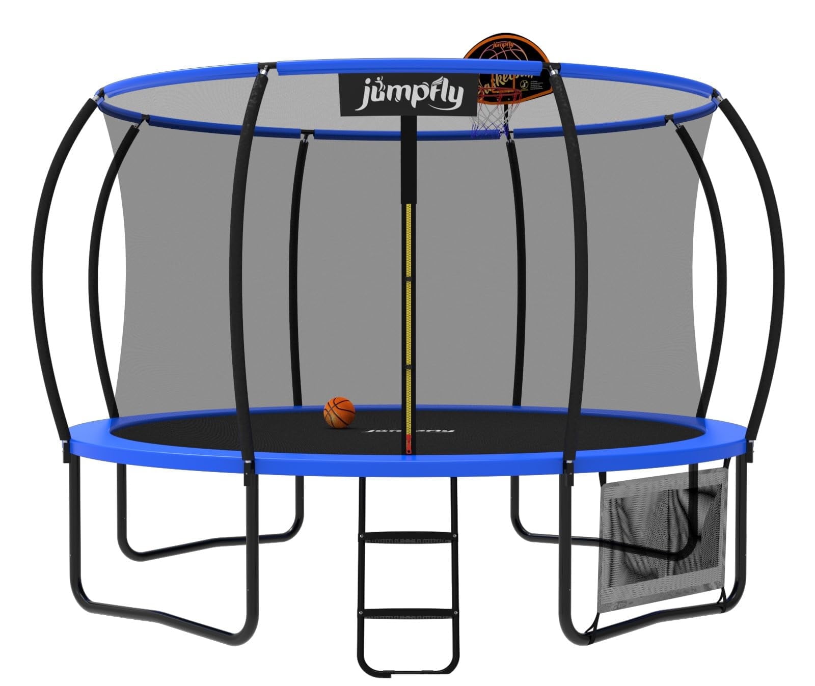 Jumpfly Trampoline 10FT for Kids and Adults with Basketball Hoop,Safety Enclosure Net, Anti-Rust ...