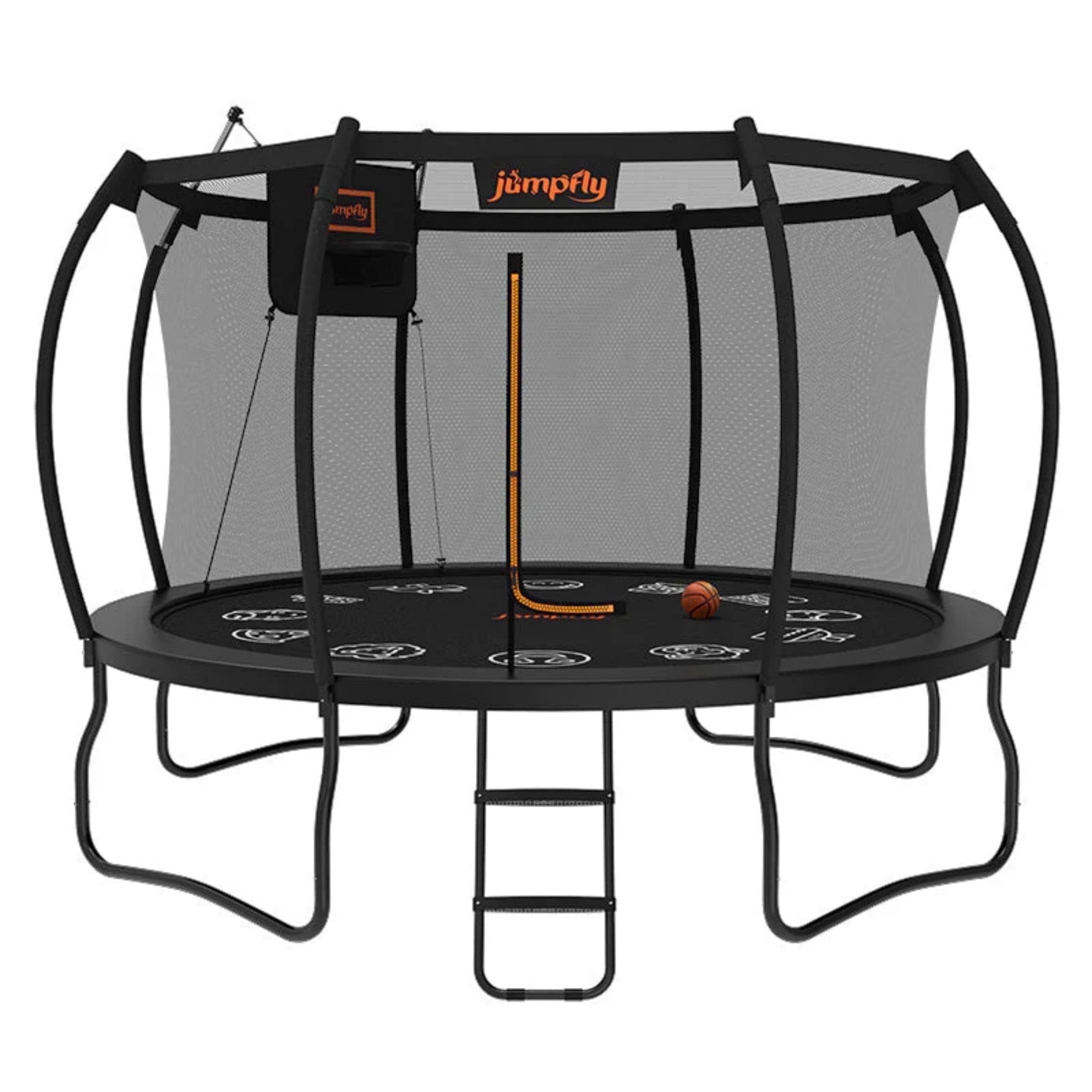 Jumpfly Trampoline 12FT Trampoline with Basketball Hoop-Curved Poles ...
