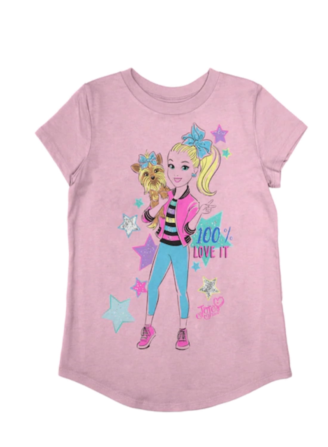 Jumping Beans Girls Pink Sparkle Short Sleeve Jojo Siwa T-Shirt Tee ...