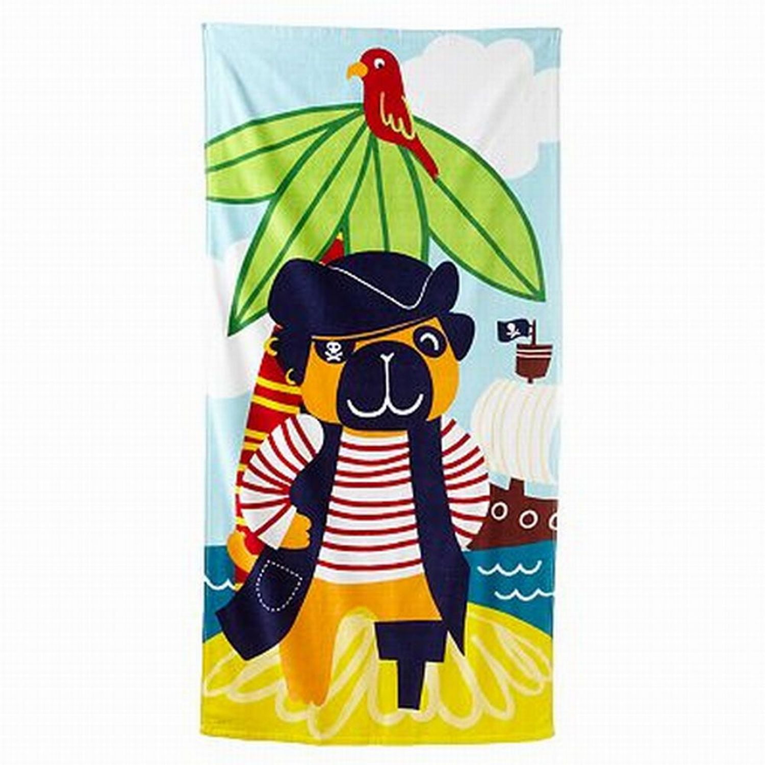 Jumping Beans Pirate Pug Dog Plush Cotton Velour Beach Towel 30x60 ...