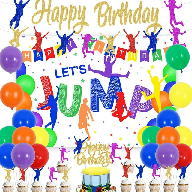 Jumping Birthday Decorations - Lets Jump Party Decorations Glitter ...