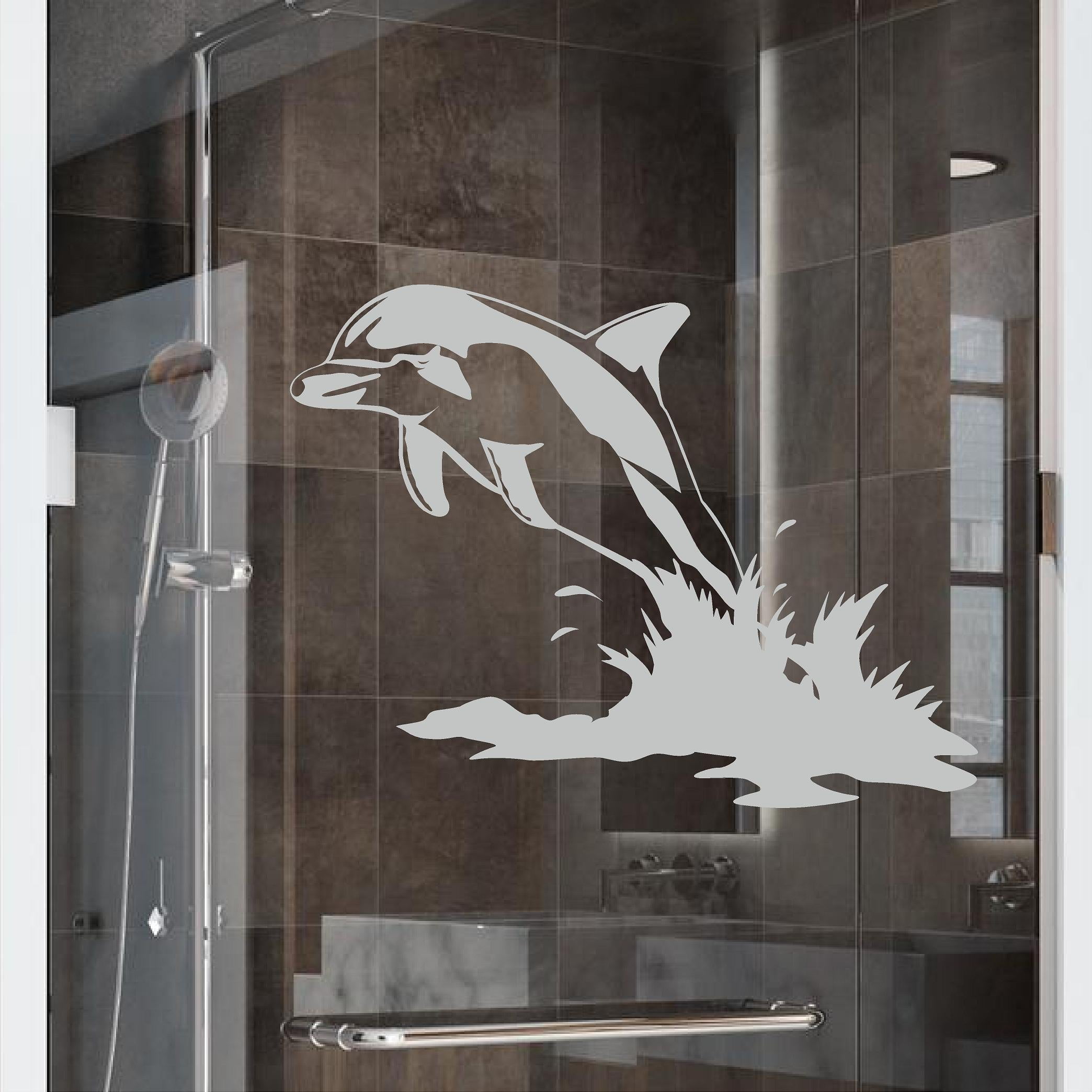 Jumping Dolphin Ocean DIY Etched Glass Vinyl Window Decal - Walmart.com