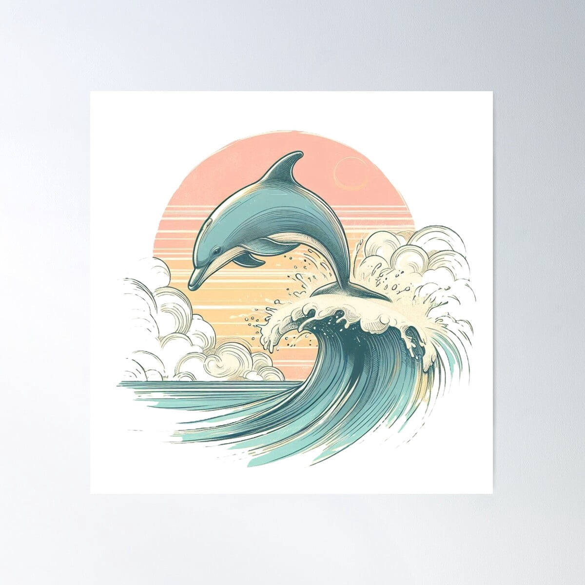 Jumping Dolphin Poster Wall Art, Modern Wall Decor For Living Room ...