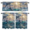 Jumping Dolphins Kitchen Curtains Set for Windows, Ocean Waves Sun Rays ...