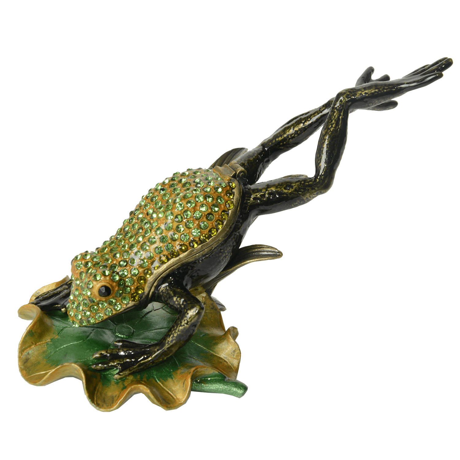 Jumping Green Frog Trinket Box Jeweled Jewelry Container Box Animal ...