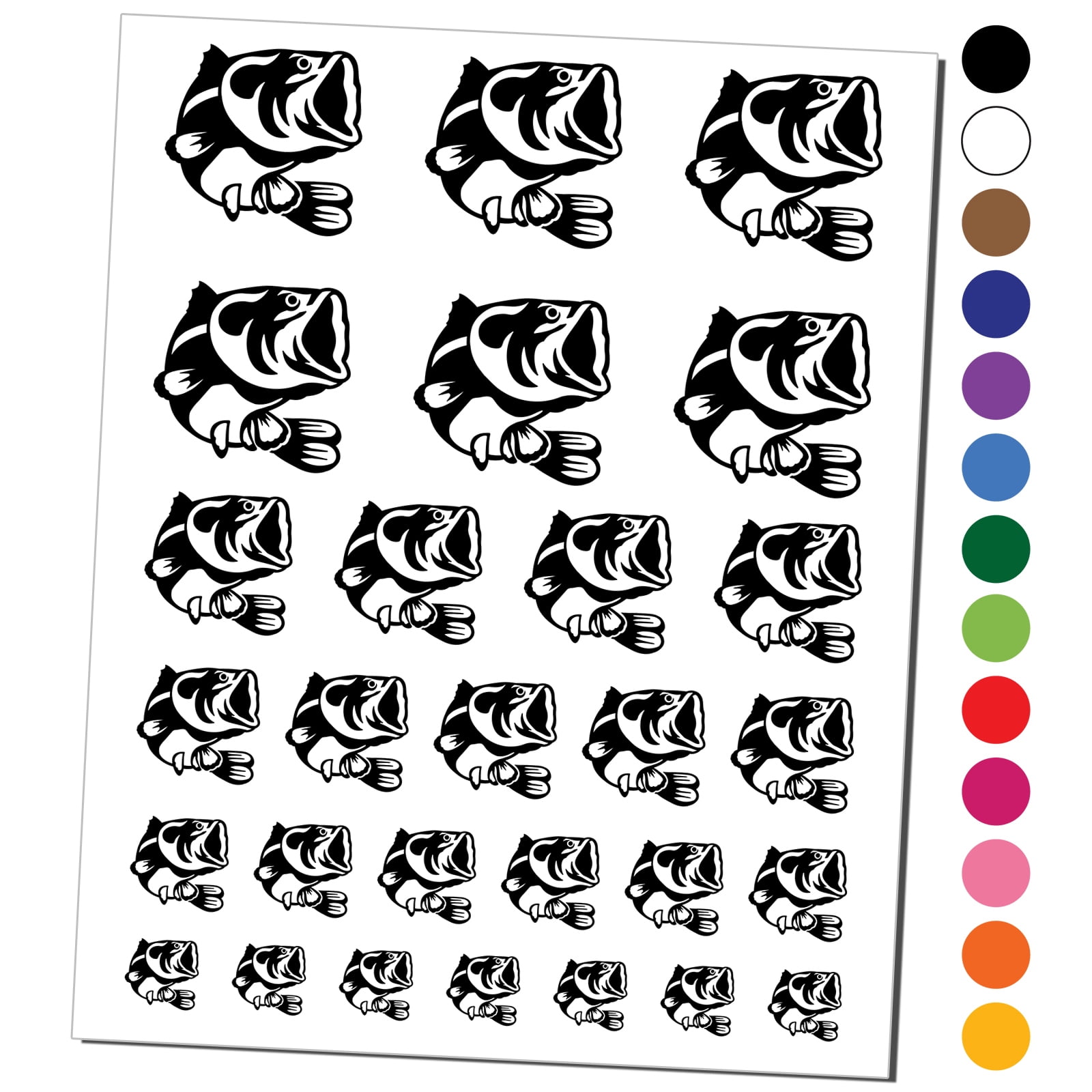 Jumping Largemouth Bass Fish Water Resistant Temporary Tattoo Set Fake ...