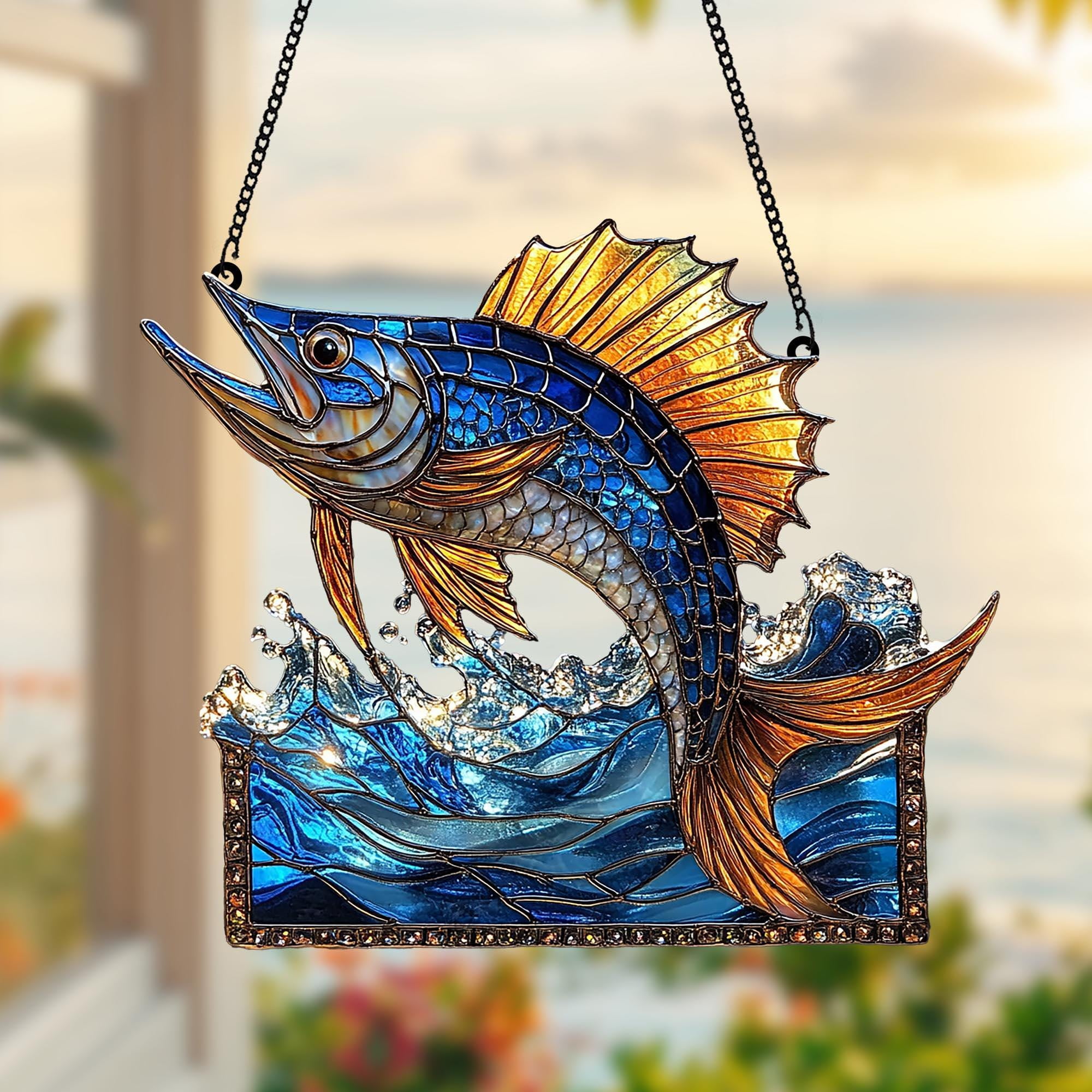 Jumping Marlin Acrylic Suncatcher fullxfull Ocean Fish Window Hanging ...