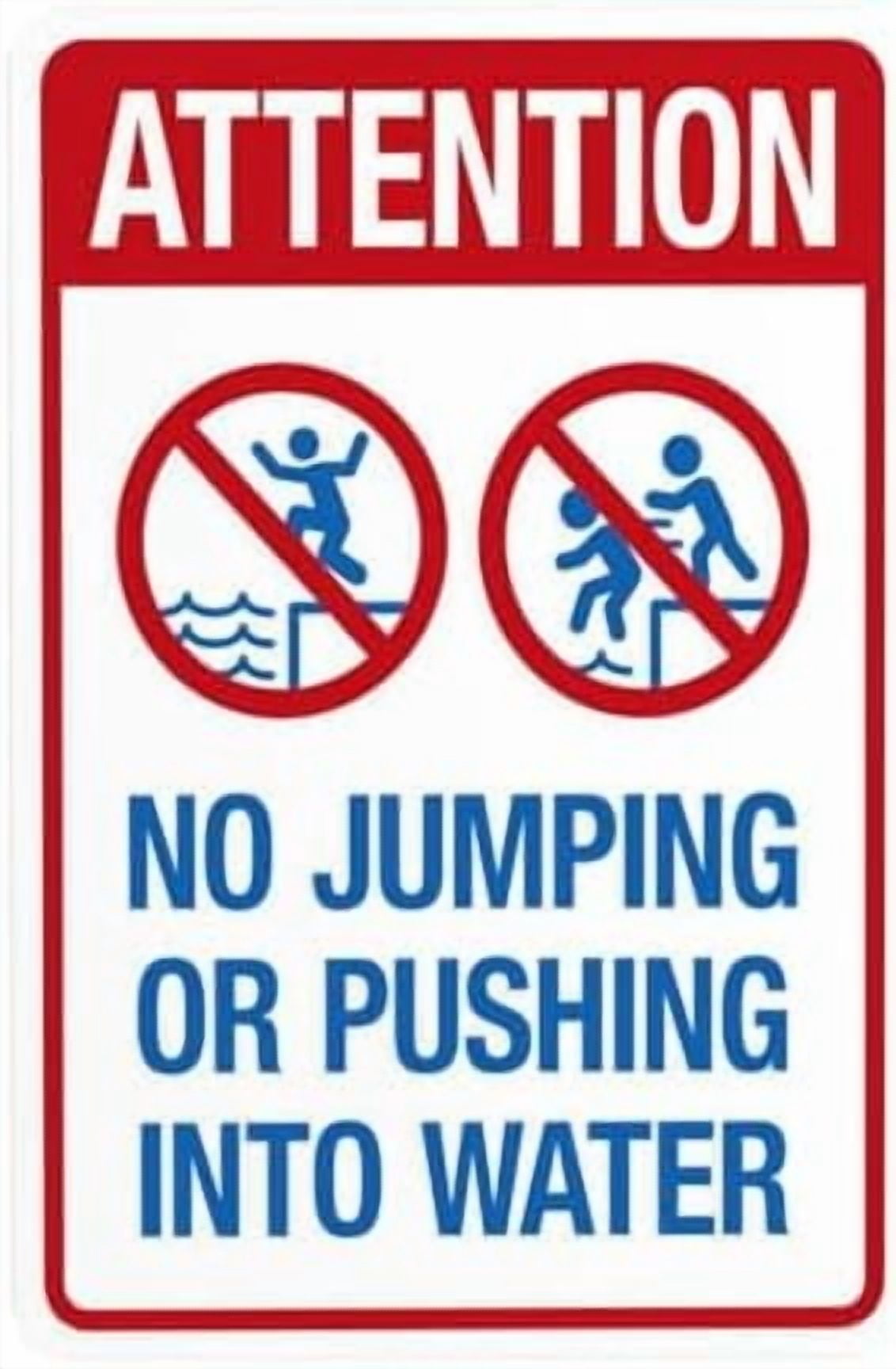 No Jumping or Pushing Into Water With Graphic Warning,Pool Rules ...