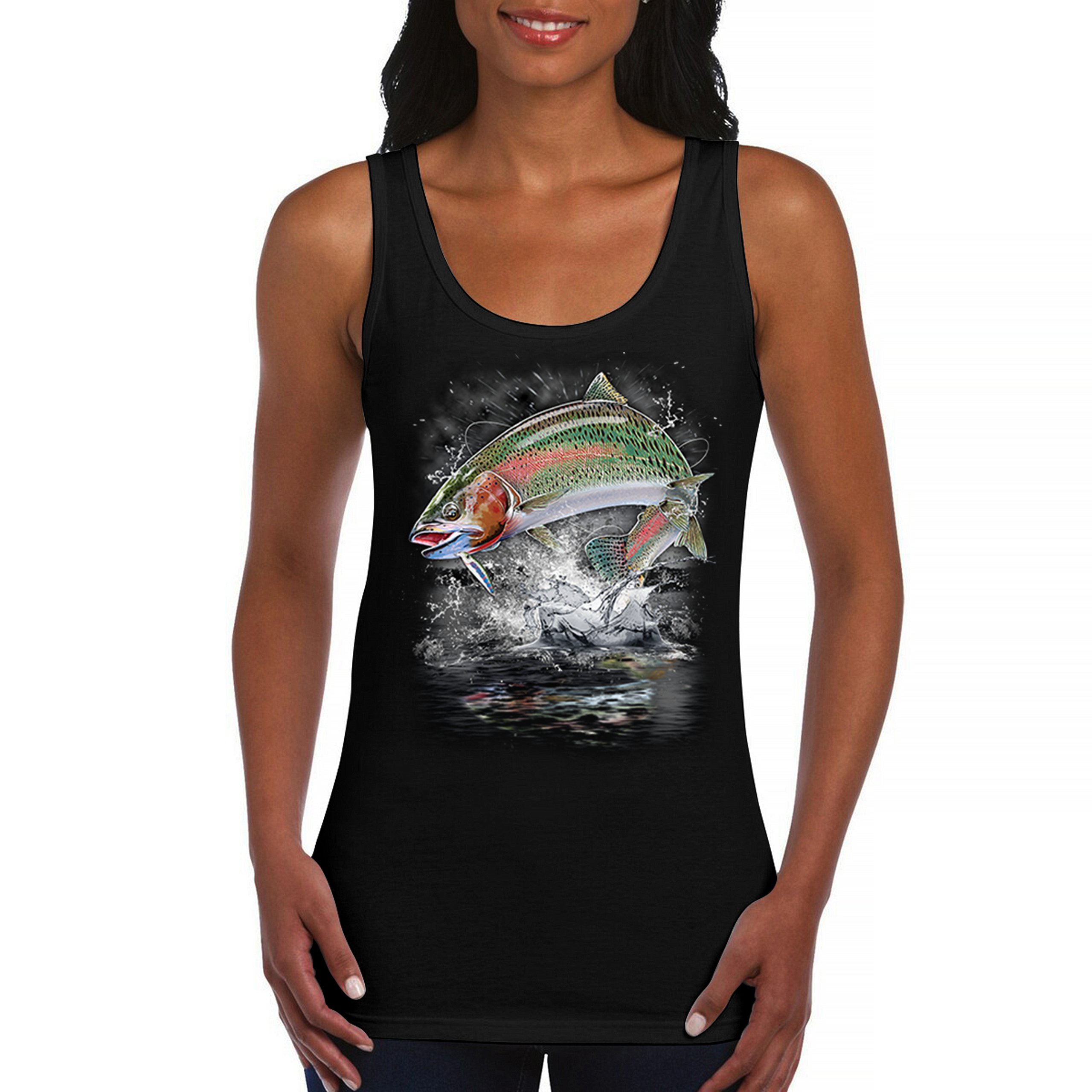 Jumping Rainbow Trout Women's Tank Top Freshwater Fish Fly Fishing ...