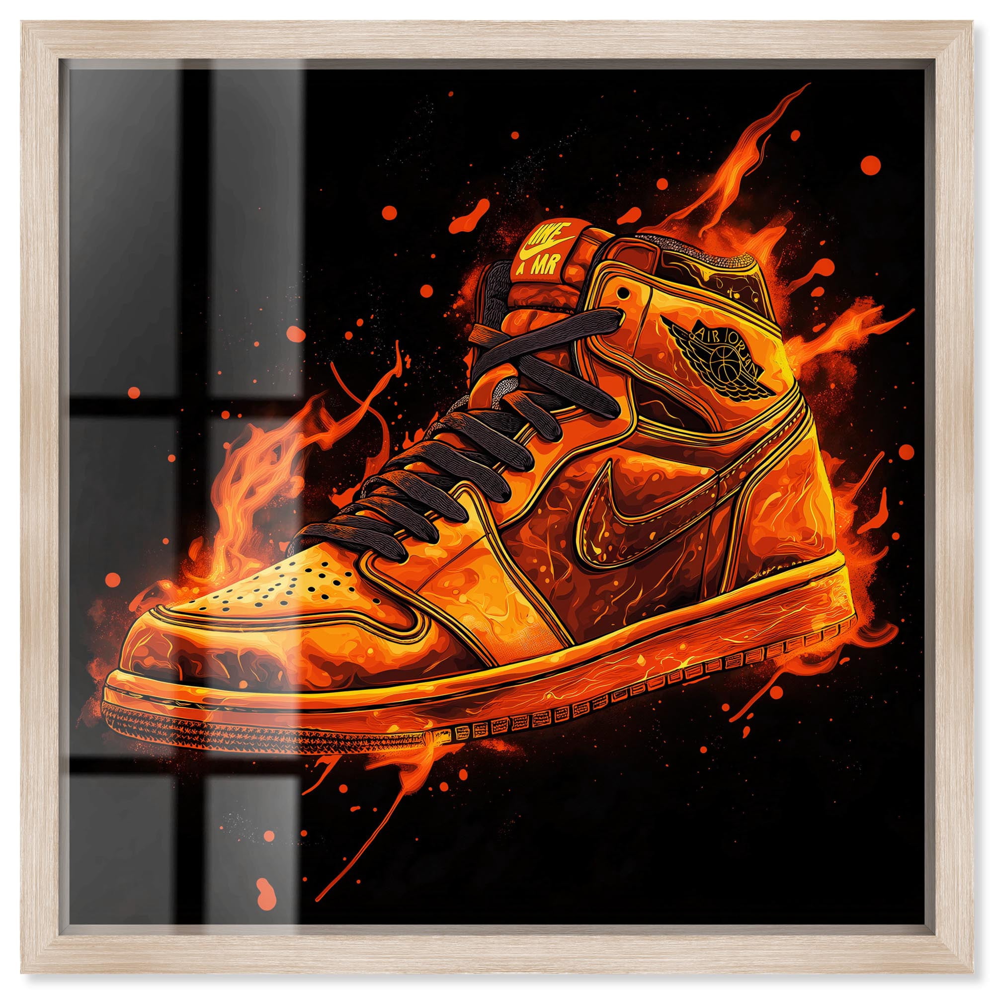 Jumpman on Fire I Shadowbox Print Sneaker Wall Art by Art Remedy ...