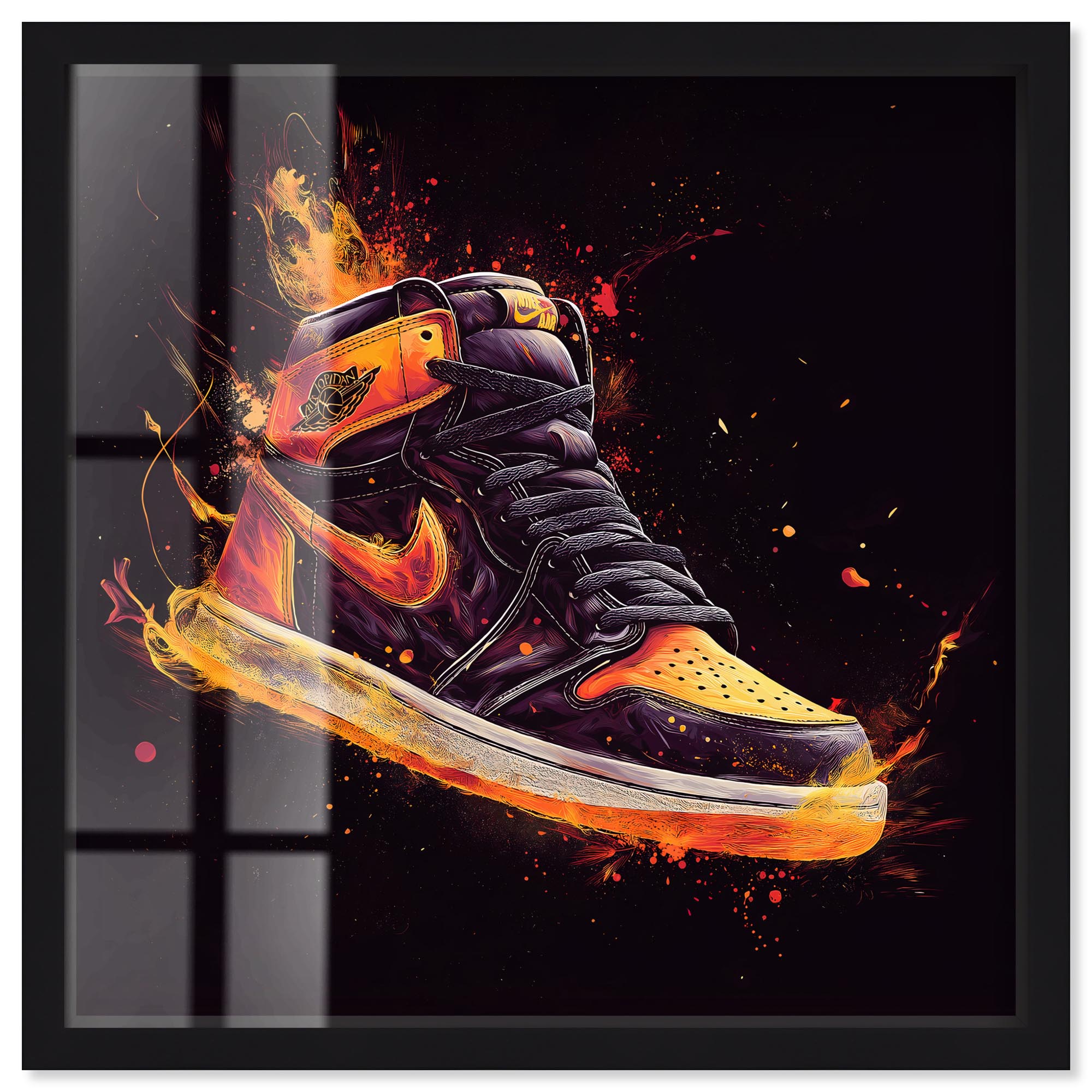 Jumpman on Fire II Shadowbox Print Sneaker Wall Art by Art Remedy ...
