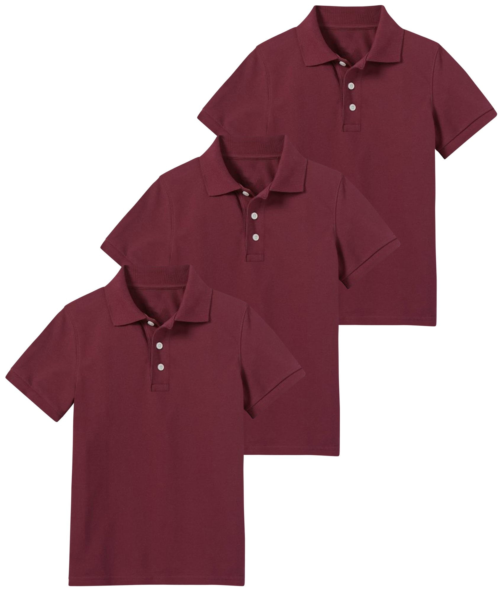 Jumpstart Boys' School Uniform Shirt - 3 Pack Short Sleeve Polo T-Shirt ...
