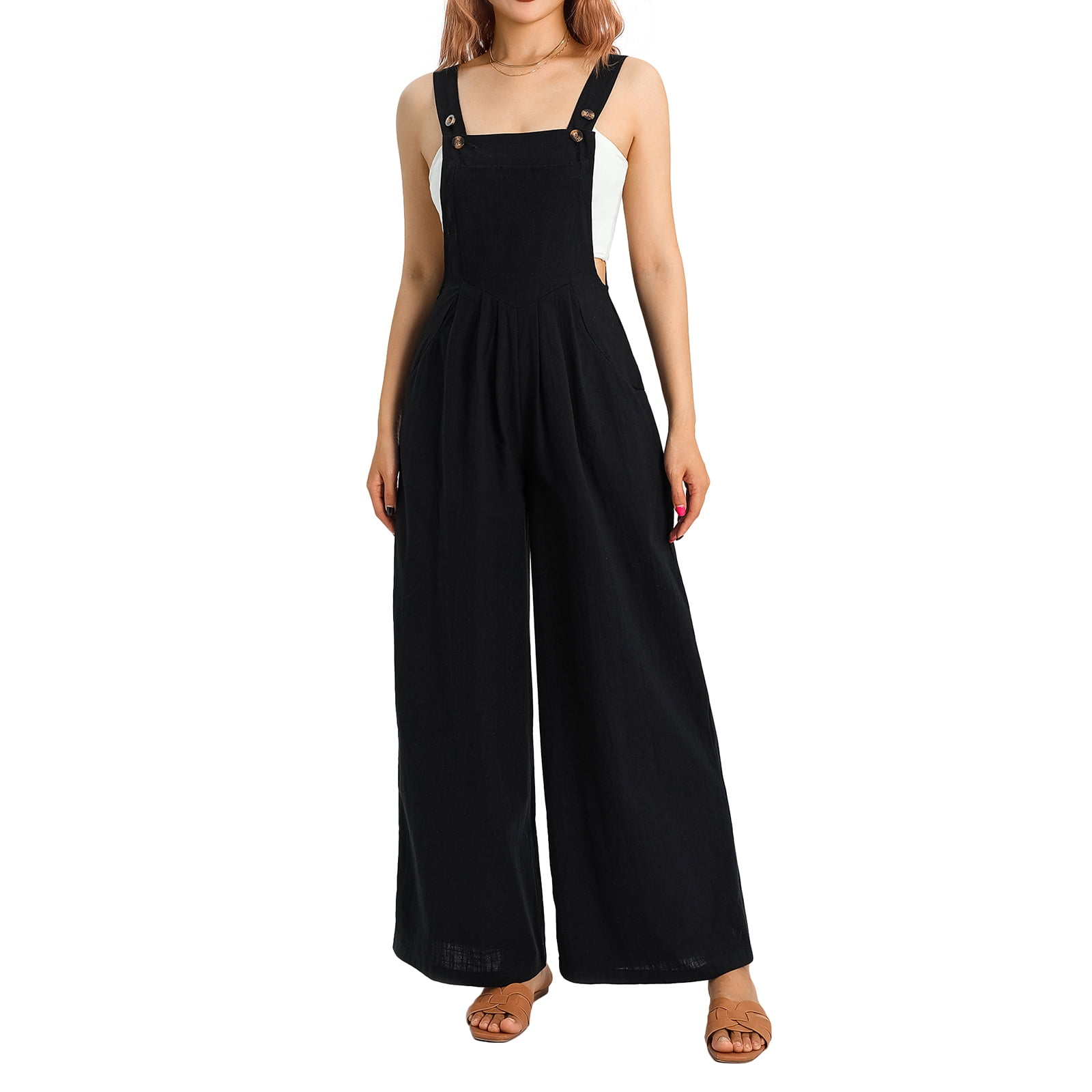 Jumpsuits For Women Loose Bib Overalls Baggy Casual Cargo Pants Romper ...