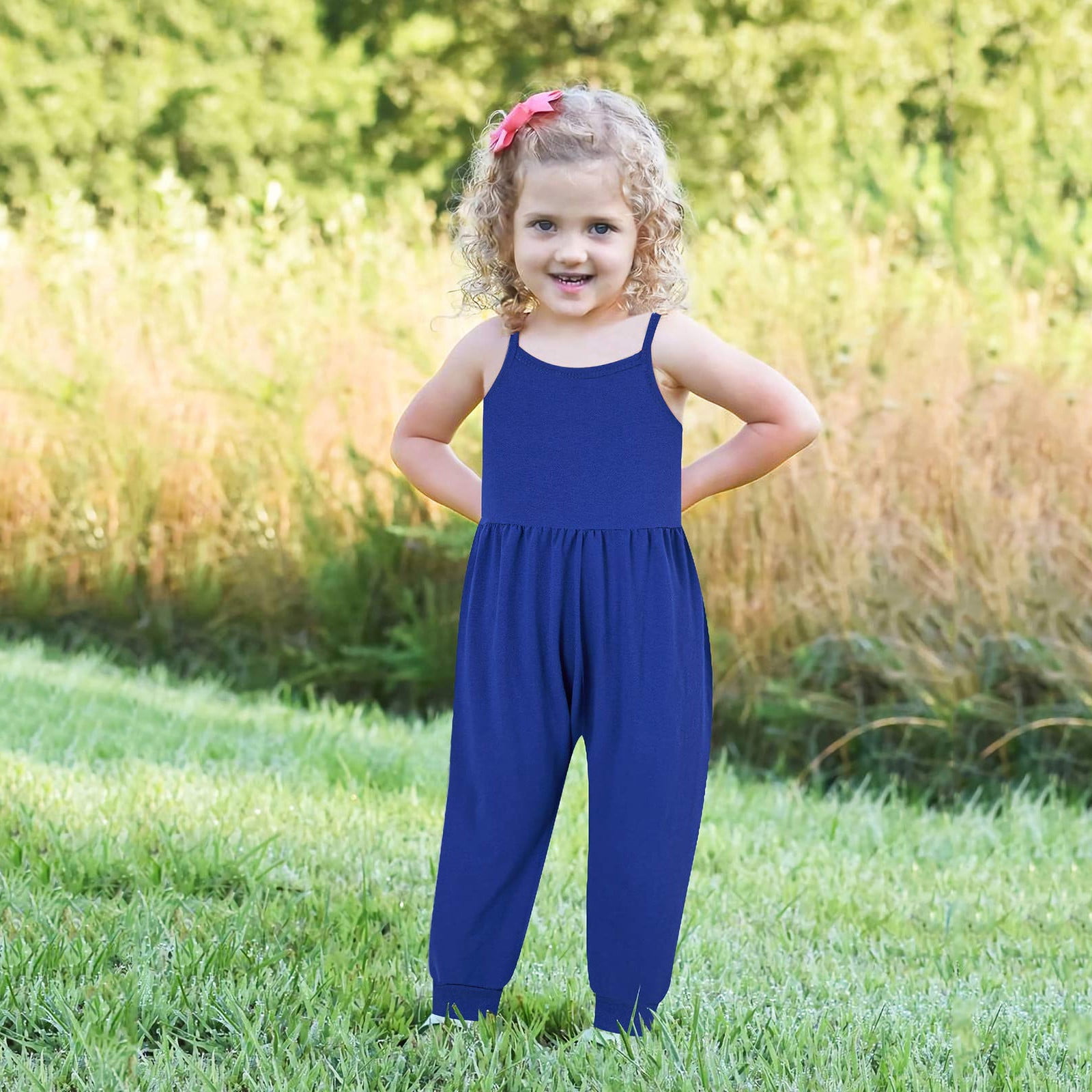 Jumpsuits for Girls Solid Spaghetti Strap Summer Rompers Casual ...