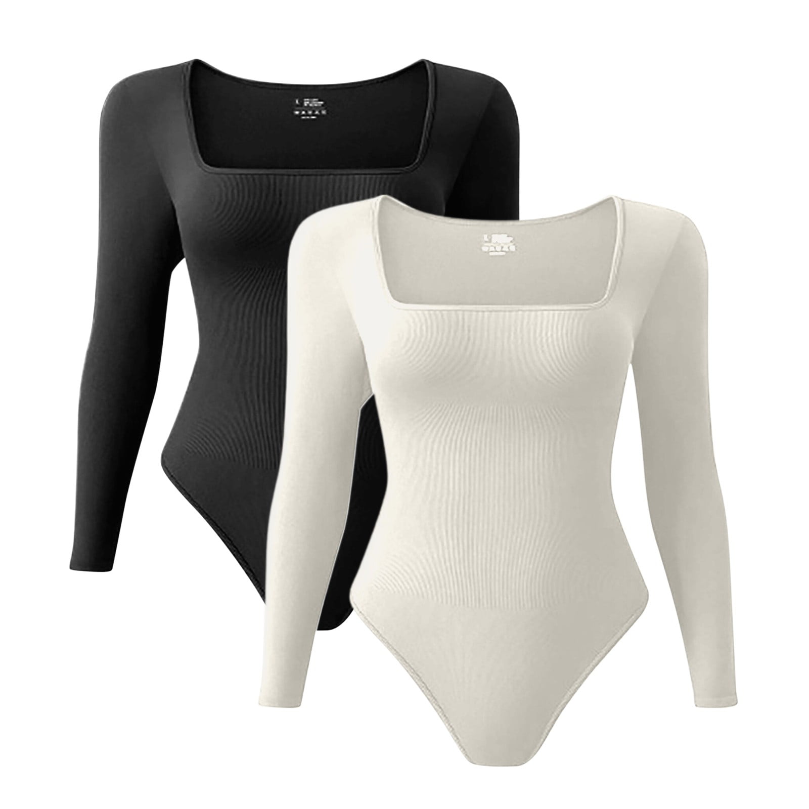 Jumpsuits For Women 2 Piece Bodysuits Sexy Ribbed Square Neck Long