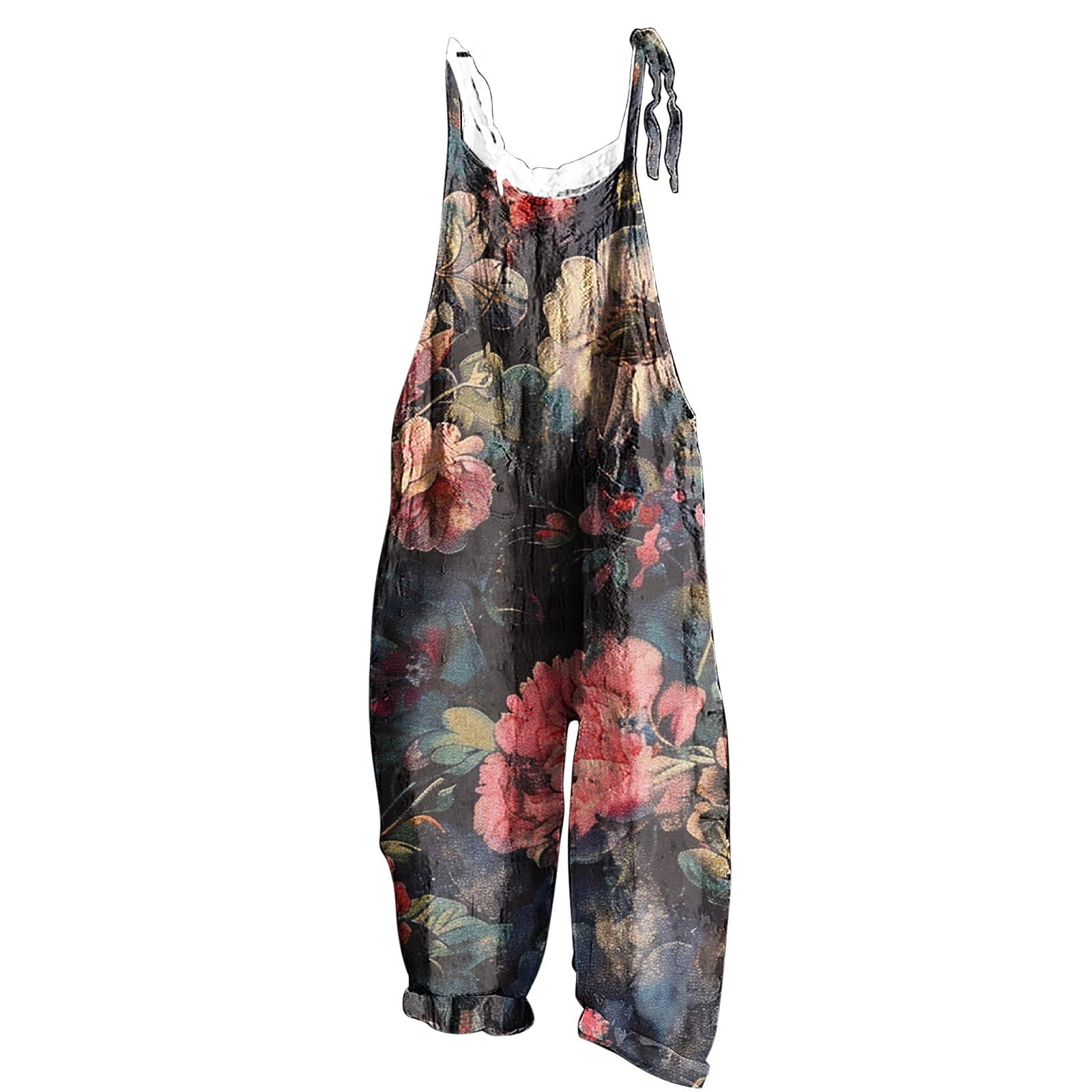 Jumpsuits for Women Casual Loose Fit Boho Floral Print Jumpers Baggy ...
