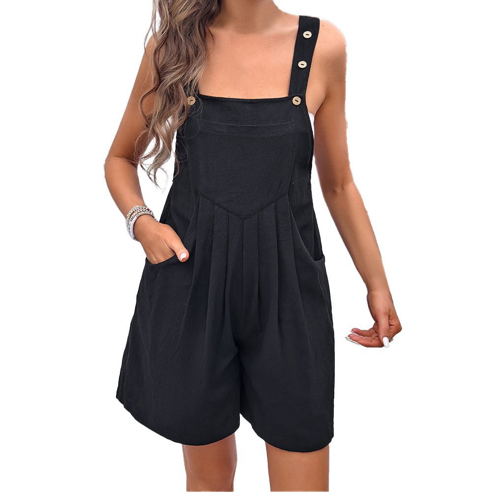 Jumpsuits for Women Casual Summer Shorts Overalls Button Up Comfy ...