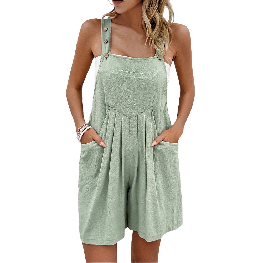 Jumpsuits for Women Casual Summer Shorts Overalls Button Up Comfy ...
