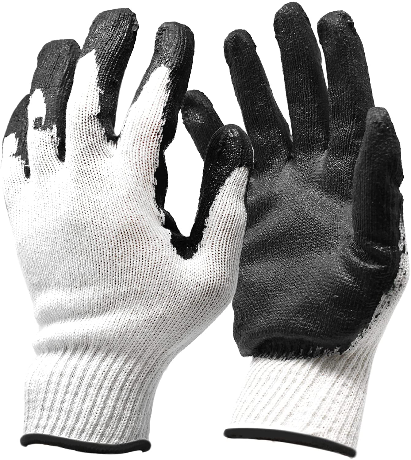 Jumuk Supplies String Knit Black Latex Dipped Palm Coated Work Gloves ...