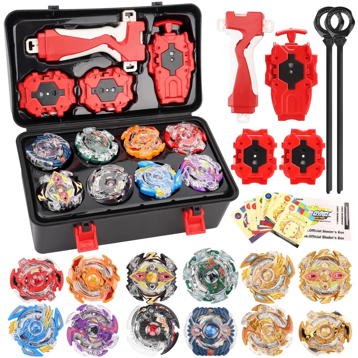 JunMu Beyblade Burst Gyro Combat Set, 12 Spinning Tops, 3 Launchers ...