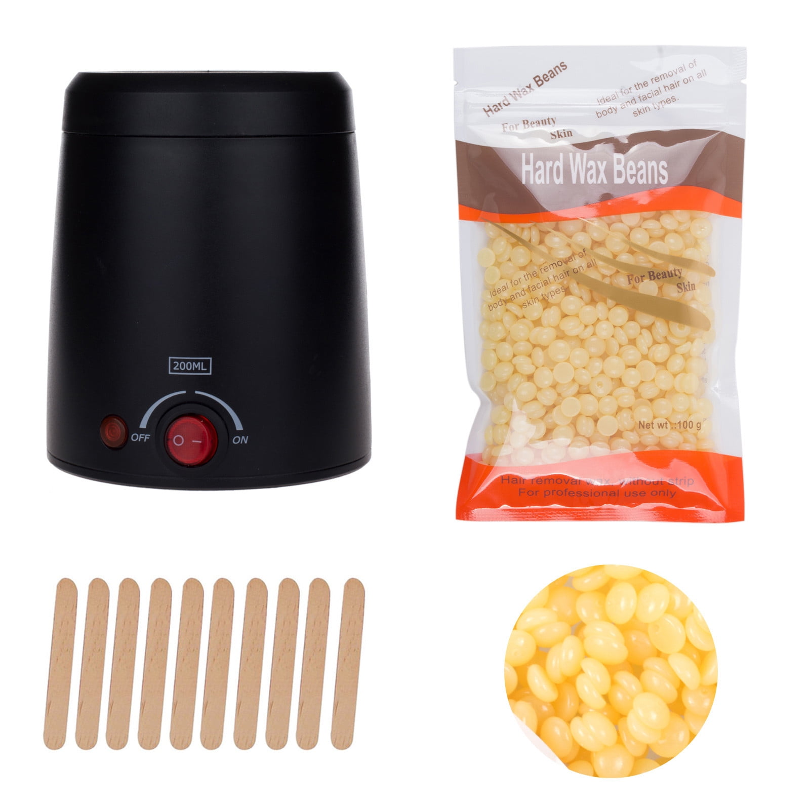 JunYeShi 100g Wax Beans+10 Wooden Sticks Wax Machine, Wax Cosmetology ...