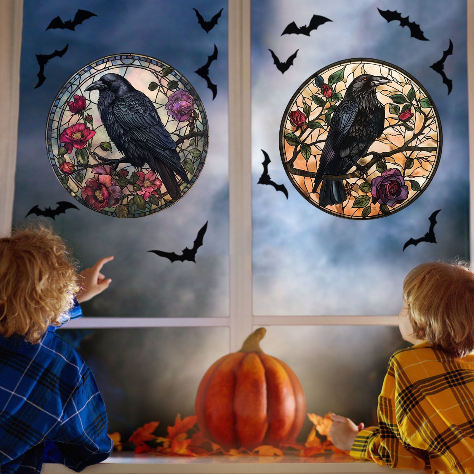 JunYeShi Halloween Crow Round Double Sided Printed Visible Sticker for ...