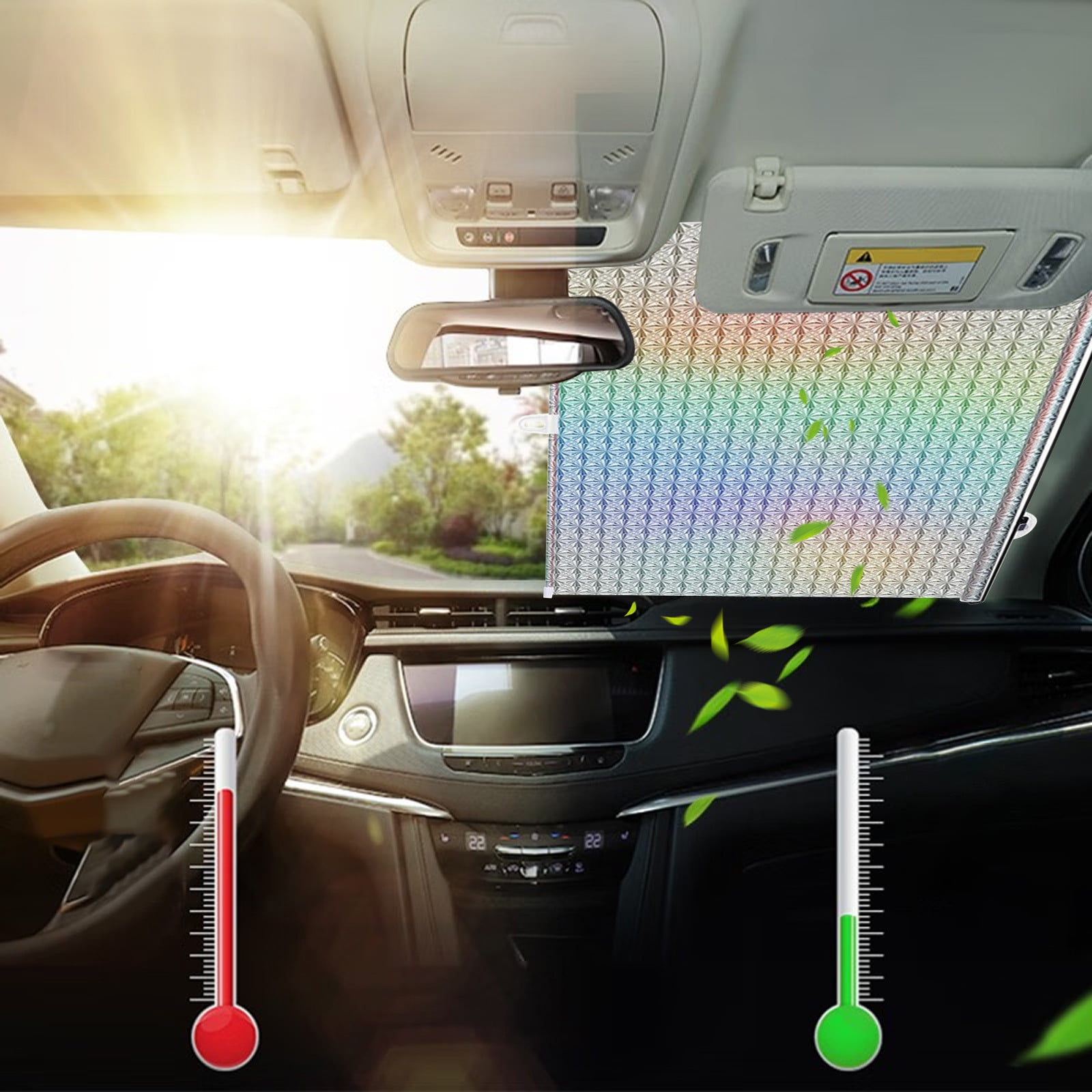 JunYeShi Retractable Roller Blinds with Suction Cup for Sunshade - No ...