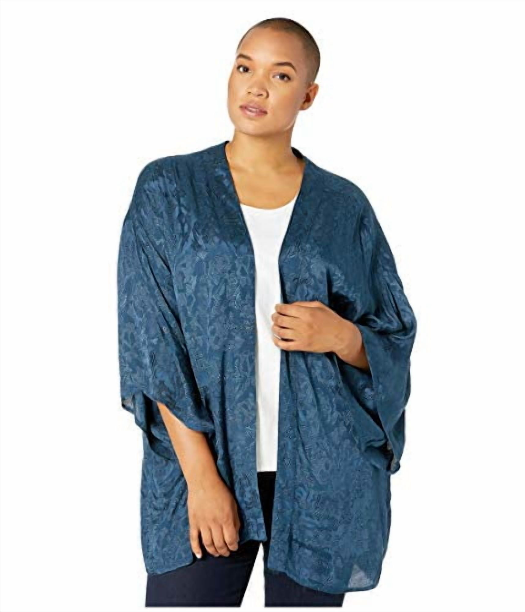 Junarose Women's Plus Size Saliraz Three Quarter Sleeve Kimono, Blue Wing Teal, 2X - Walmart.com