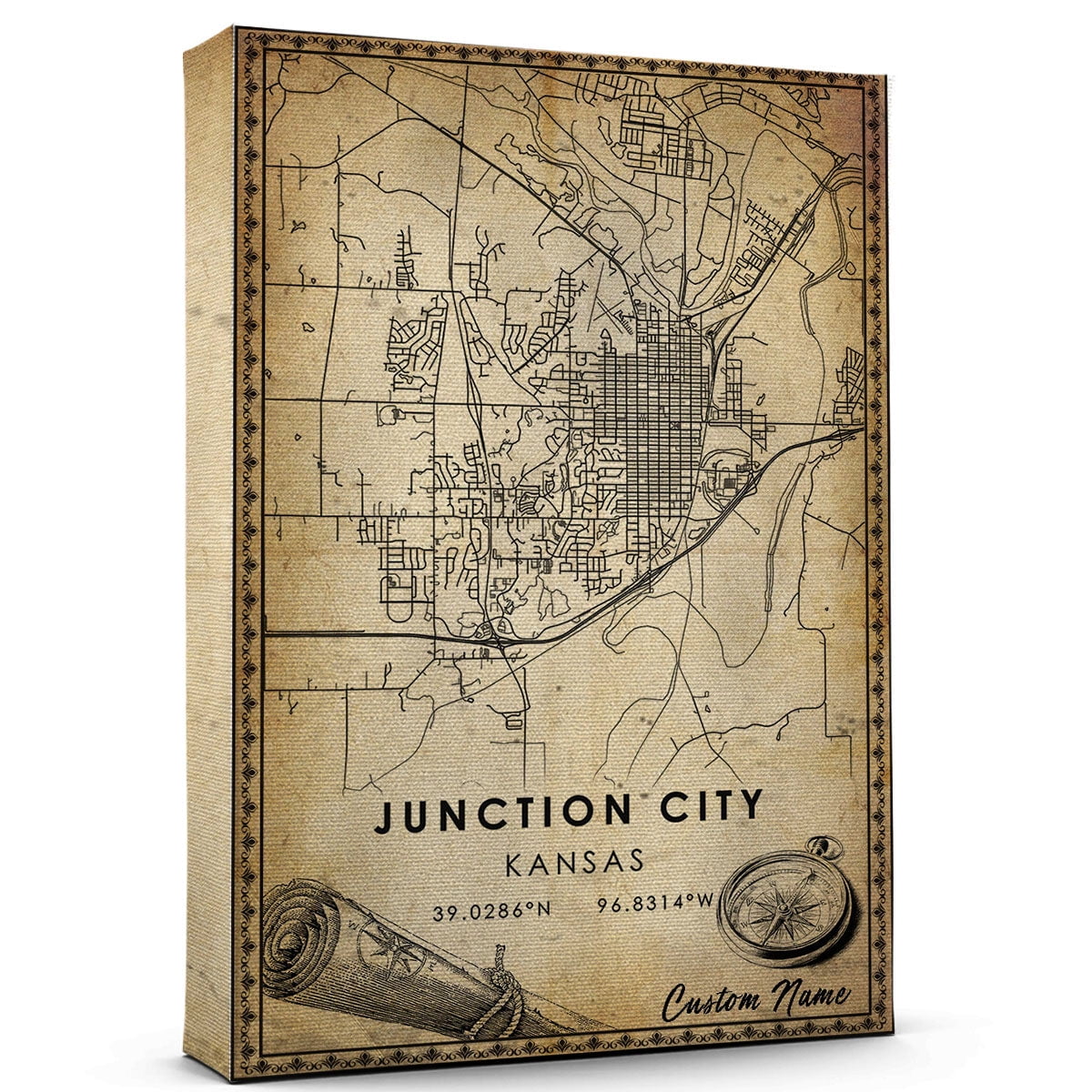 Junction City Map Poster, Kansas Map Art Poster, Canvas, Junction City ...