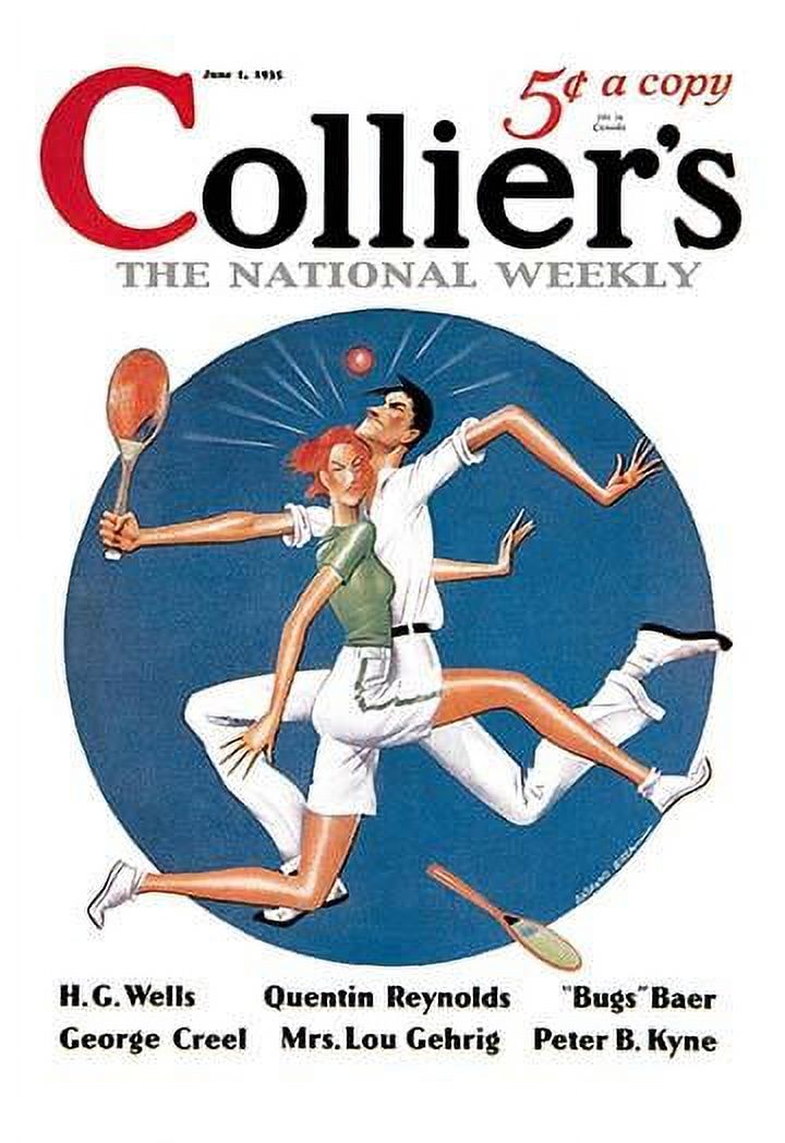 June 1, 1935 cover art for the Collier's Magazine showing a man and a ...