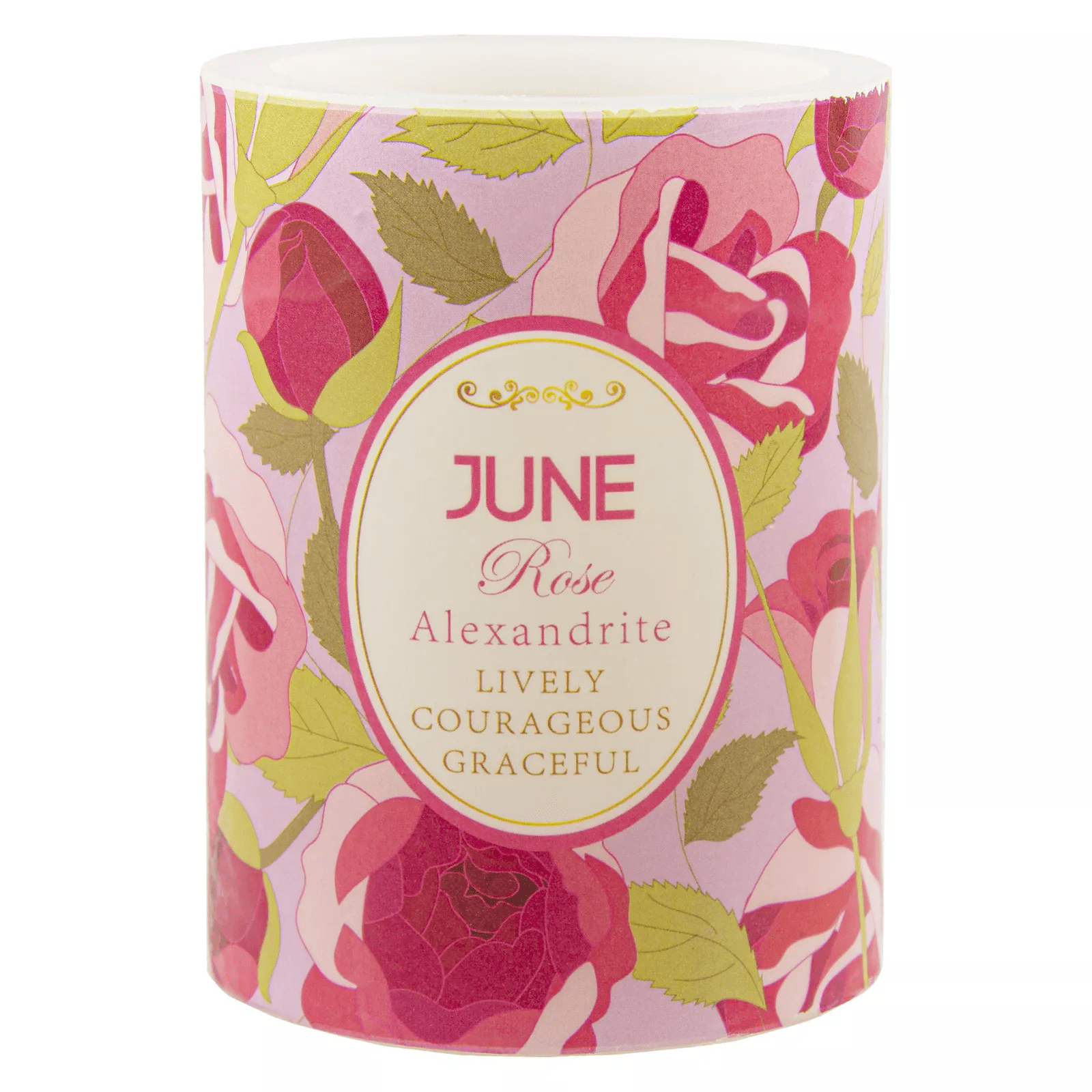 June Birth Month Battery Operated Flameless Pillar Candle 4" x 3 ...