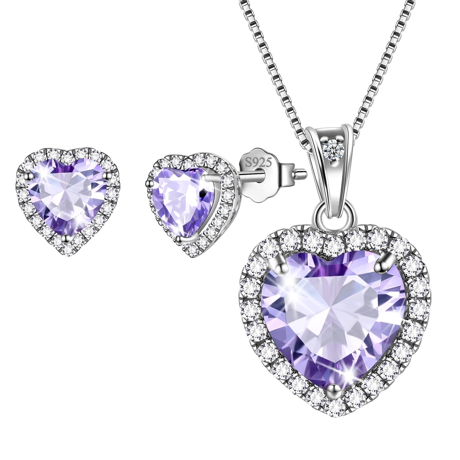 Hipunk June Birthstone Jewelry Sets, Alexandrite Heart Necklace ...