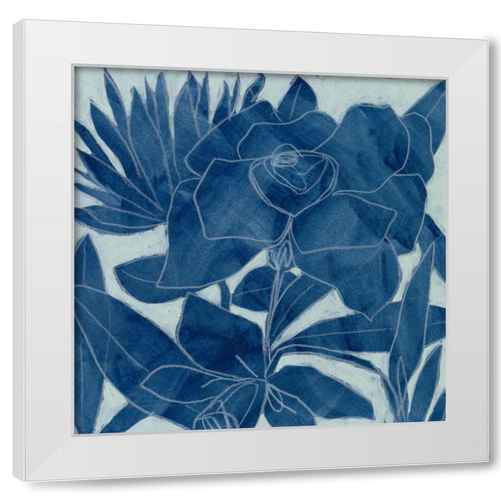 June Erica Vess 4x14 White Modern Wood Framed Wall Art Titled - Blue ...