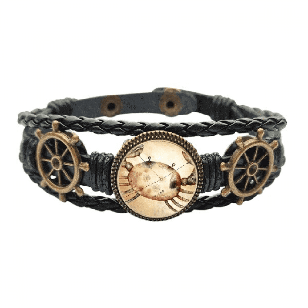 June July Cancer Constellation Zodiac Leather Braided Ocean Bracelet ...