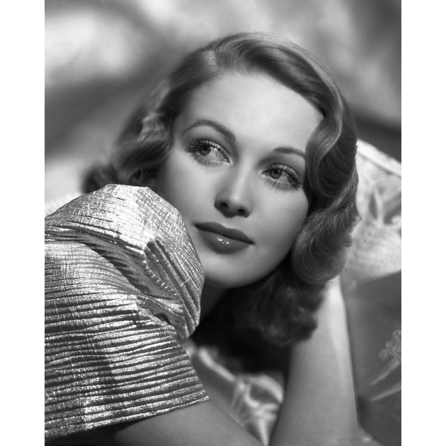 June Lang Alluring Head Shot Shiny Lips Glistening Outfit 24x36 Classic Hollywood Poster ...