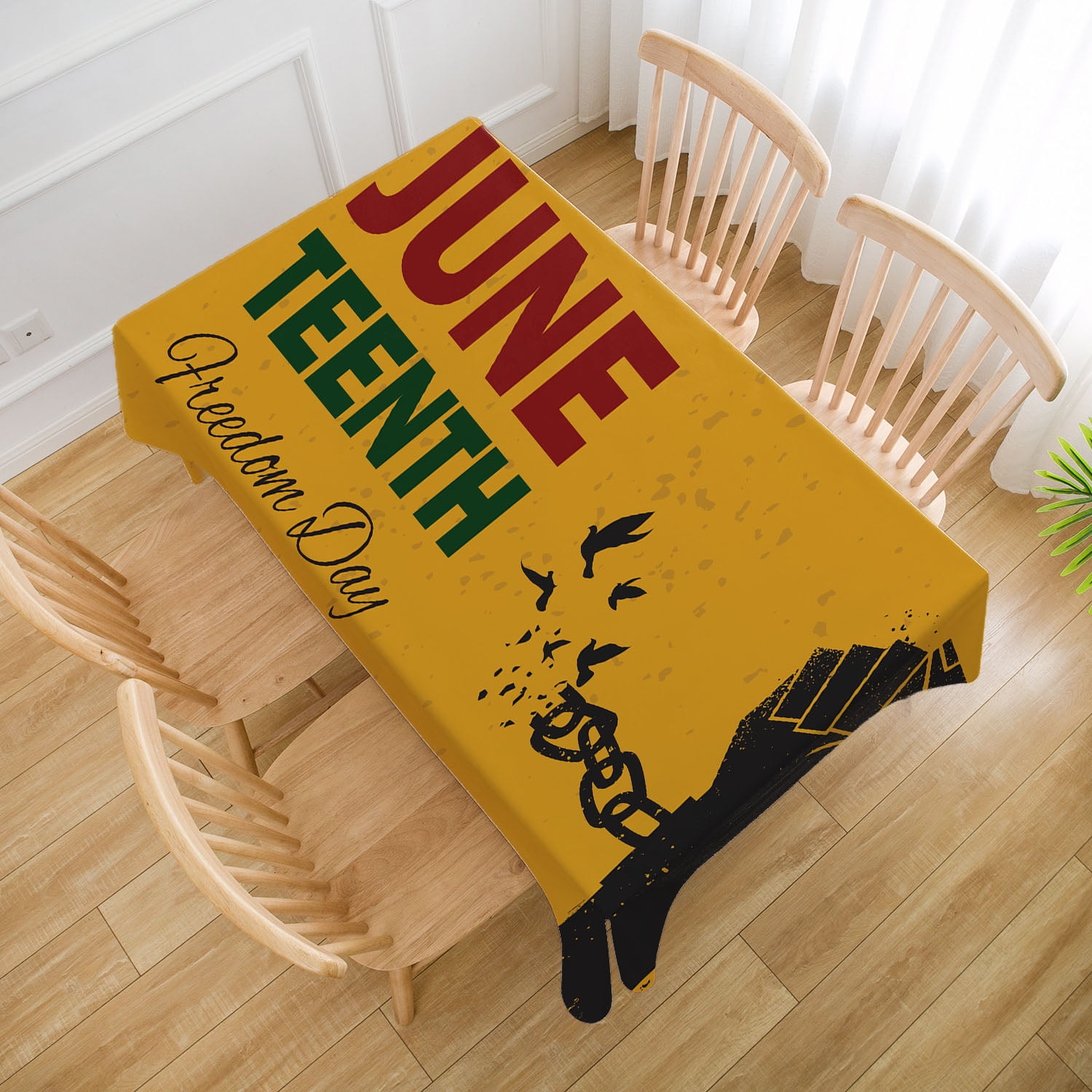 June Liberation Day Kitchen Rectangular Tablecloth Family Indoor and ...