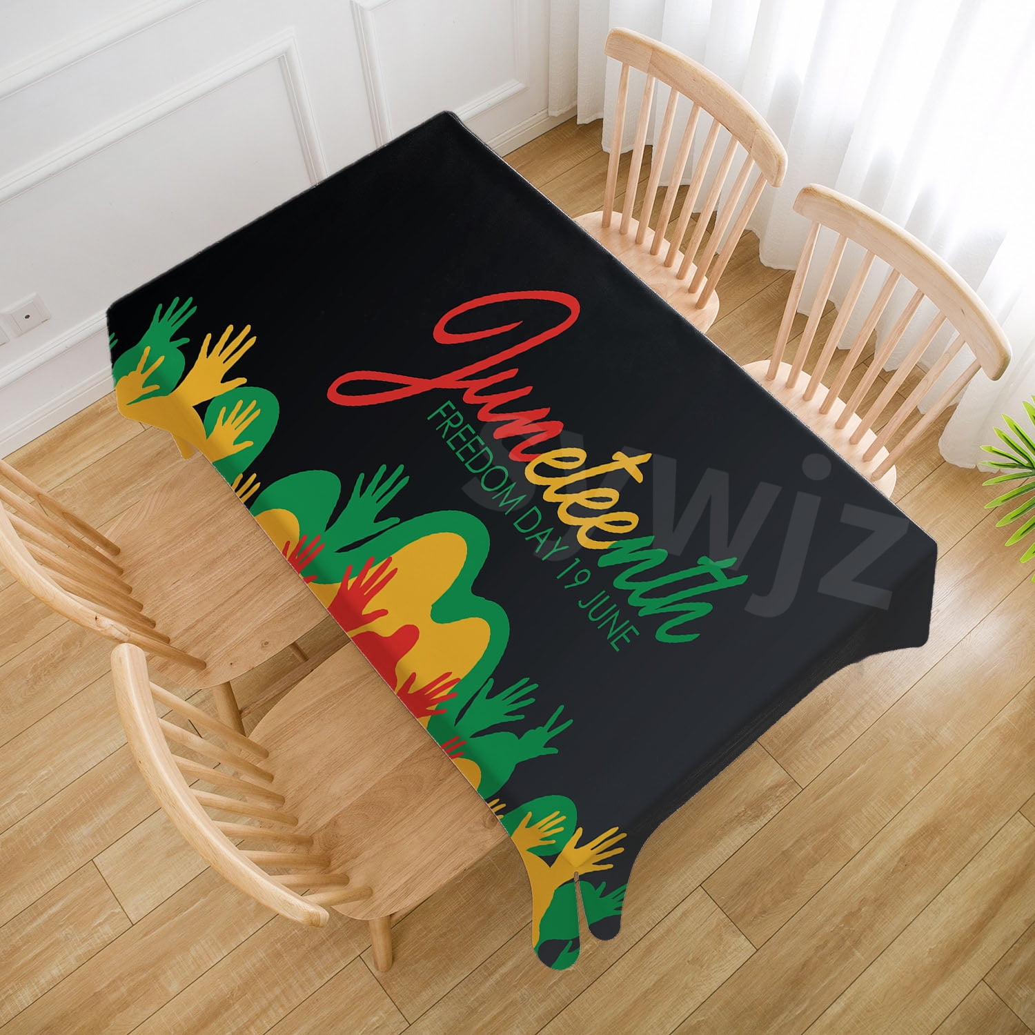 June Liberation Day Kitchen Rectangular Tablecloth Family Indoor and ...