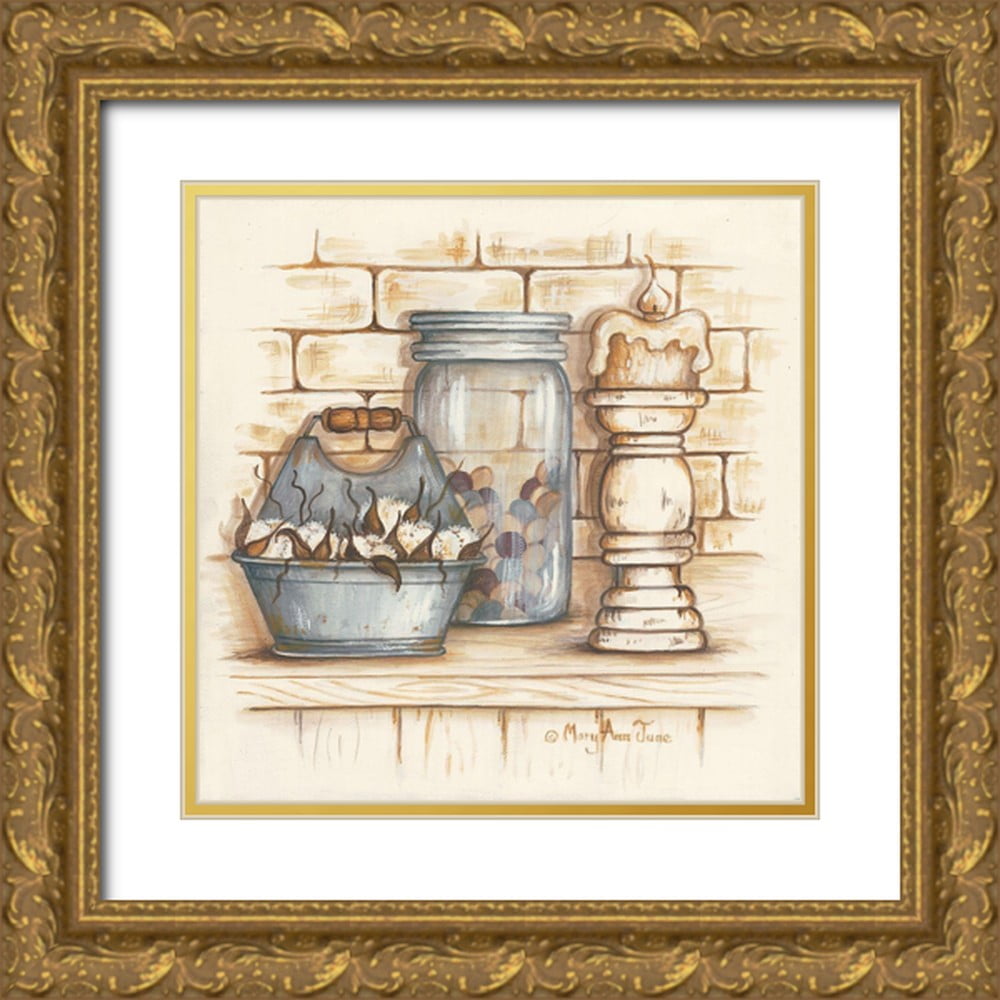 June, Mary Ann 15x15 Gold Ornate Wood Framed with Double Matting Museum ...