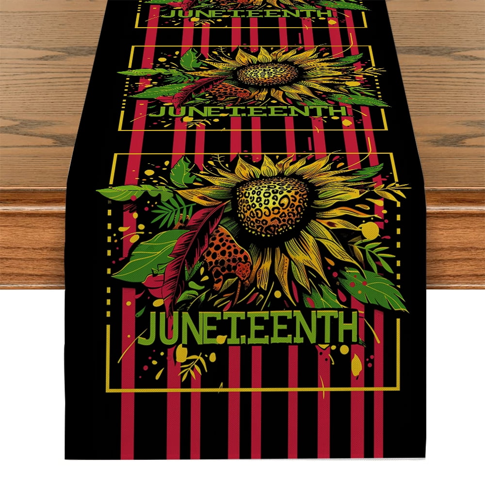 June Sunflower Striped Leopard Print Table Runners Dresser Table r ...