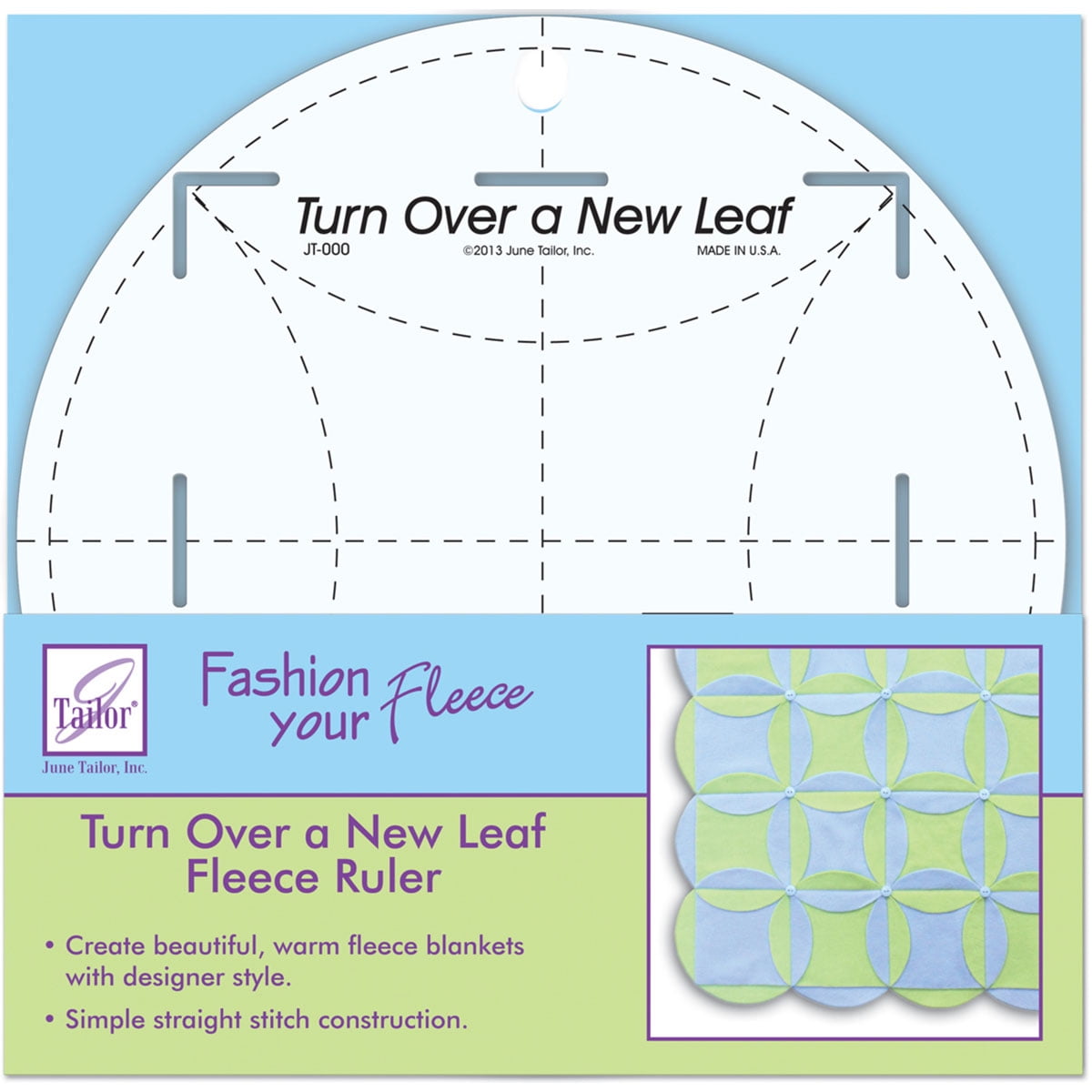 June Tailor 8" Turn Over a New Leaf Ruler for Cutting Fleece Fabric ...