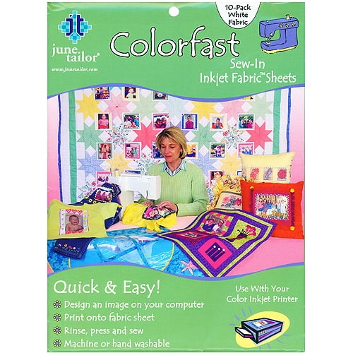 June Tailor Colorfast Sew-In Inkjet Fabric Sheets, White, 10/Pkg ...