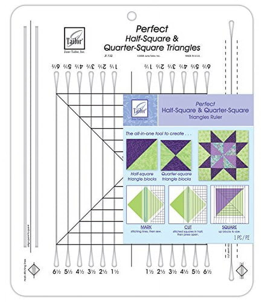 June Tailor Perfect Half & Quarter Square Triangles Ruler, 10-1/2"X12-1 ...