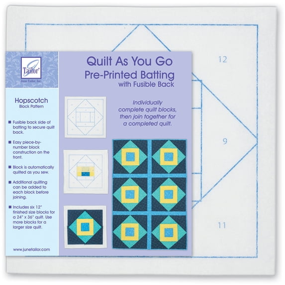 June Tailor Quilt As You Go Printed Quilt Blocks On Batting-Hopscotch ...