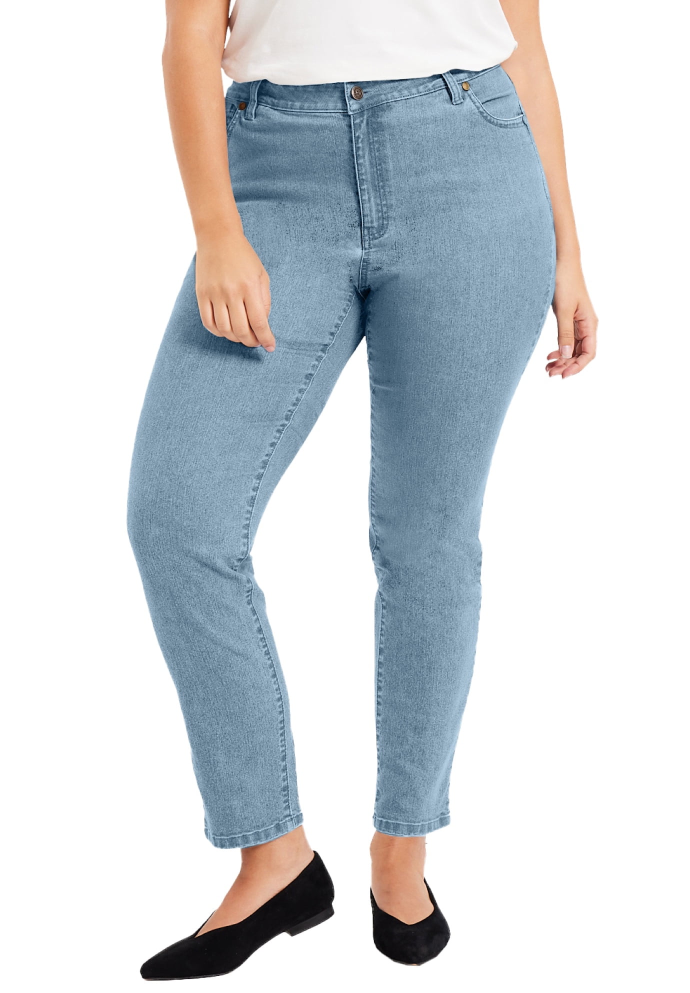 June + Vie Women's Plus Size Curvie Fit Straight-Leg Jeans - Walmart.com